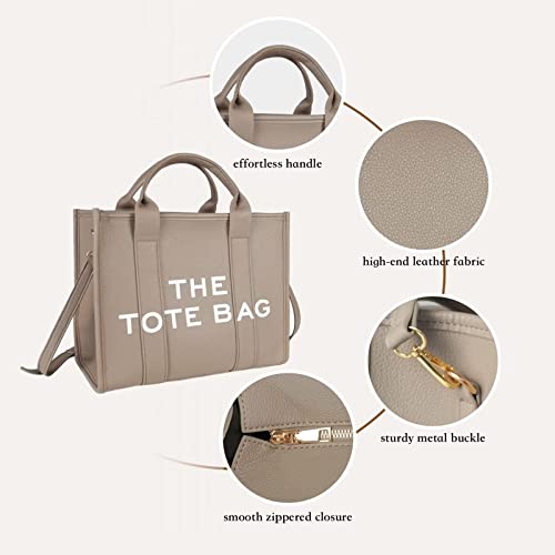 The Tote Bags for Women Large Travel Tote Bag Purse with Zipper PU Leather Tote Bag Top-Handle Shoulder Crossbody Bags Grey