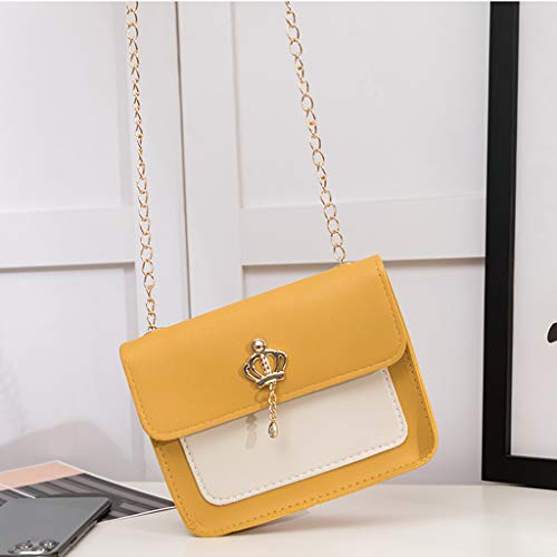 Crossbody Bags For Women Fashion Shoulder Tote Messenger Bag Women's Bags Casual Handbag Women Shoulder Bags Leather(Yellow,One Size)