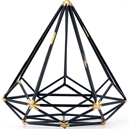 HLQMFHT 8 inches-Black Iron Sphere-Diamond Shape, Geometric Sculpture Decorative Sphere,Tabletop Decorations for Living Room, Study，Bedroom，Modern Home Decor Accents