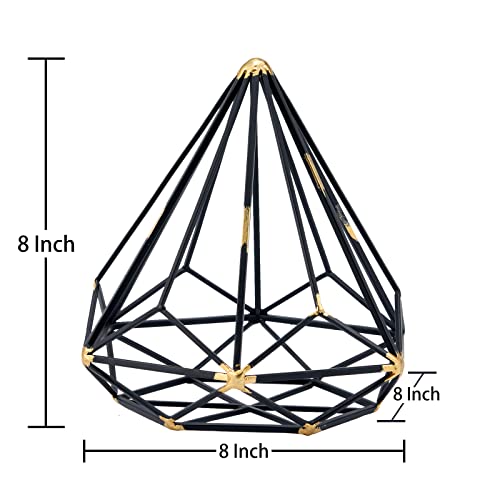 HLQMFHT 8 inches-Black Iron Sphere-Diamond Shape, Geometric Sculpture Decorative Sphere,Tabletop Decorations for Living Room, Study，Bedroom，Modern Home Decor Accents