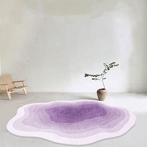 Lavender Ombre Modern Abstract Area Rug for Livingroom Contemporary Irregular Shaped Pattern Bedroom Carpet Formal Diningroom Accent Rug Large Thick Playroom Home Office Runner Rug Kitchen Mat 2x3