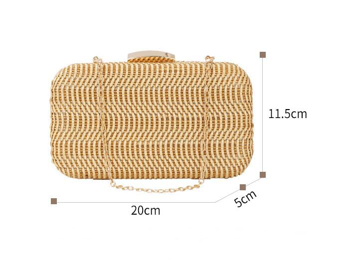 Women Braided PU Evening Bag Box Formal Clutch Purse for Wedding Party(White)