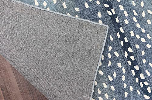 Wallard Antelope Cheetah Blue,Neutral,Grey,Mink Animal Contemporary Handmade 100% Woolen Area Rugs & Carpets (Blue, 9x12)