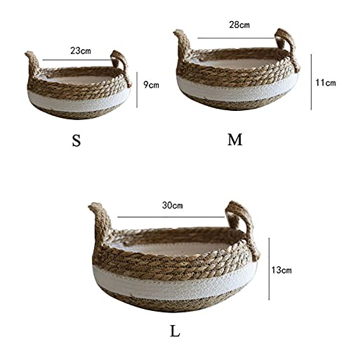 Ochine Seagrass Storage Baskets Round Wicker Baskets Hand-Woven Storage Baskets with Handles Seagrass Wicker Basket Handwoven Storage Baskets Hand-Woven Storage Organizer Baskets Bins for Organizing