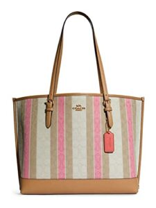 coach mollie tote in signature jacquard with stripes