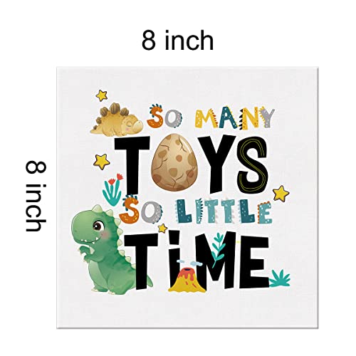 Dinosaur Nursery Sign Wall Art Prints Canvas Painting Baby Dinosaur Dino So Many Toys So Little Time Outer Print Home Kids Bedroom Playroom Decor 8" x 8"