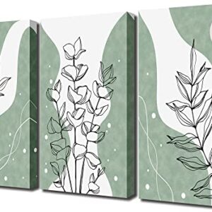 Bohemia Wall Art Set of 3, Framed Canvas Boho Wall Decor, Mid Century Modern Wall Decor for Living Room, Bedroom, Bathroom, Office 12"x16"x3