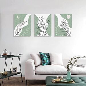 Bohemia Wall Art Set of 3, Framed Canvas Boho Wall Decor, Mid Century Modern Wall Decor for Living Room, Bedroom, Bathroom, Office 12"x16"x3