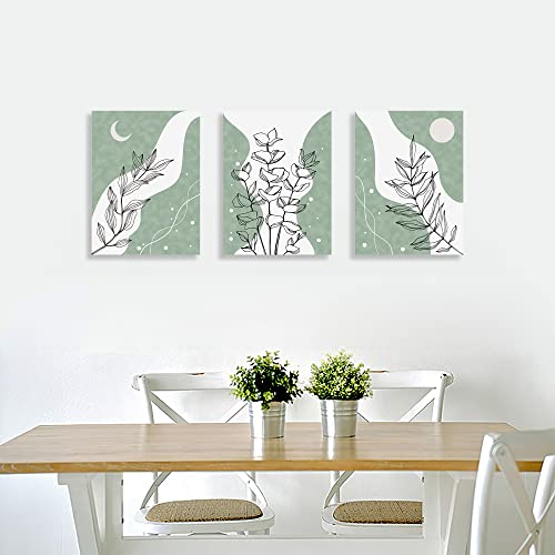 Bohemia Wall Art Set of 3, Framed Canvas Boho Wall Decor, Mid Century Modern Wall Decor for Living Room, Bedroom, Bathroom, Office 12"x16"x3