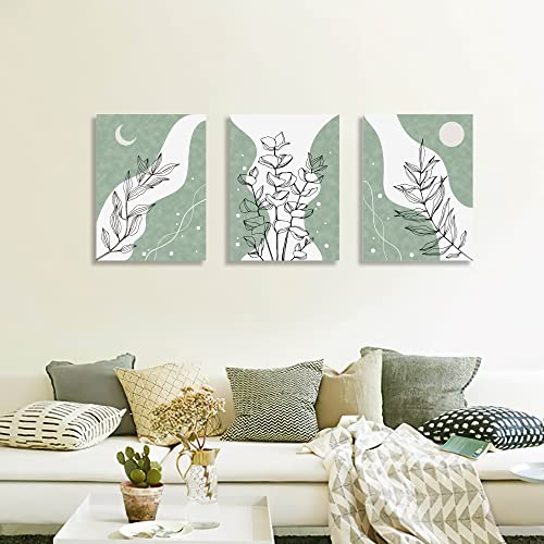 Bohemia Wall Art Set of 3, Framed Canvas Boho Wall Decor, Mid Century Modern Wall Decor for Living Room, Bedroom, Bathroom, Office 12"x16"x3