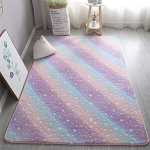 gefosin luminous area rug glow in the dark for bedroom living room, unique soft washable modern indoor rugs for children dorm home decor, rainbow stars 3.3×5.2 feet