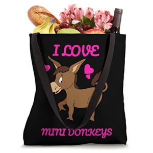 I Love Mini Donkeys Women And Girls Donkey Lover Tote Bag