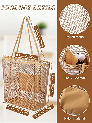 4 Pcs Summer Beach Tote Casual Foldable Mesh Tote Bag Shoulder Handbags Woven Straw Purse Bohemian Wristlet Purses for Women Zipper Wristlet Wallets Straw Clutch Bag for Girls Picnic Vacation