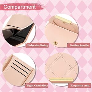 Sunwel Fashion Women Rhombus Embroidery Wallets Mini Short Wallet Pocket Wallet Credit Card Holder ID/Photo Window for Women GIrls (PINK)