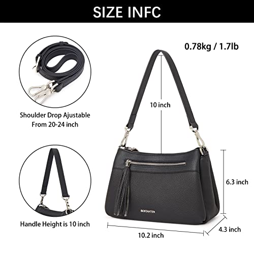 BOSTANTEN Leather Purses for Women Small Shoulder Bag Hobo Crossbody Handbags