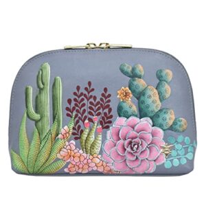 anuschka women’s hand painted genuine leather large cosmetic pouch – desert garden