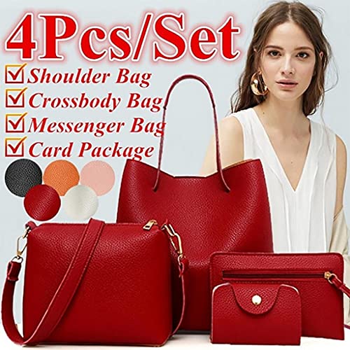 Tote Bag for Women in Leather Handbags 4pcs Hobo Bags Ladies Purse Shoulder Bags Girls Faux Leather Satchel Purse 2022, Gold