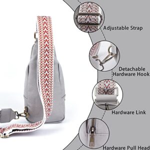 Women Chest Bag Fashion Sling Bag Small Crossbody PU Leather Daypack Satchel Backpack Adjustable Shoulder Strap for Lady Shopping Travel (Grey 1)