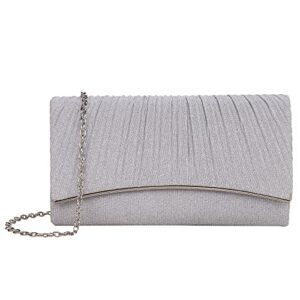 zhanni clutch purses for women fashion shining evening bag handbag party wedding clutch (silver)