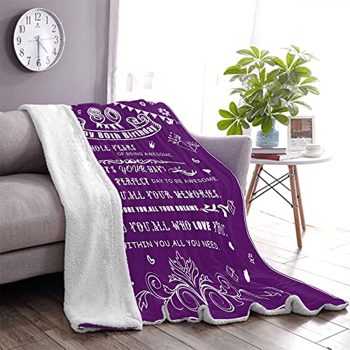 CYREKUD 80th Birthday Gifts for Women Blanket,Happy 80th Birthday Decorations for Women Men Throw Blanket,Grandma Birthday Gifts Purple Blanket for Couch Sofa Bedroom,Women Gifts for Birthday Decor