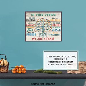 Teamwork Office Wall Art & Decor - Home Office Wall Art - Inspiration Motivational poster - In This Office We Are A Team Saying - Motivational Gift for Boss Manager - Positive Inspirational Quote 8x10