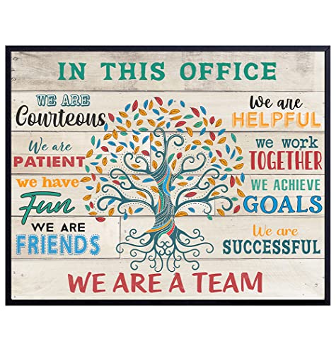 Teamwork Office Wall Art & Decor - Home Office Wall Art - Inspiration Motivational poster - In This Office We Are A Team Saying - Motivational Gift for Boss Manager - Positive Inspirational Quote 8x10