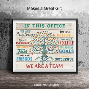 Teamwork Office Wall Art & Decor - Home Office Wall Art - Inspiration Motivational poster - In This Office We Are A Team Saying - Motivational Gift for Boss Manager - Positive Inspirational Quote 8x10