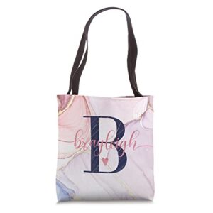 brayleigh letter b initial monogram calligraphy personalized tote bag