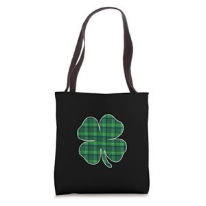 funny st patricks day irish green buffalo plaid shamrock tote bag