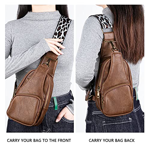 MEEJUNE Small Crossbody Sling Bag for Women - Chest Bag for Women Fashionable-Brown