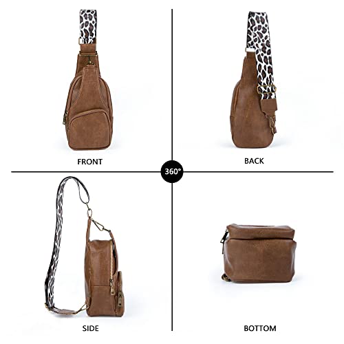 MEEJUNE Small Crossbody Sling Bag for Women - Chest Bag for Women Fashionable-Brown