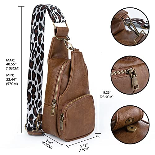 MEEJUNE Small Crossbody Sling Bag for Women - Chest Bag for Women Fashionable-Brown