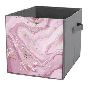 damtma rose glitter marbling pattern collapsible storage bins fabric storage cubes with handles basket storage organizer for shelves closet bedroom living room 10.6 in