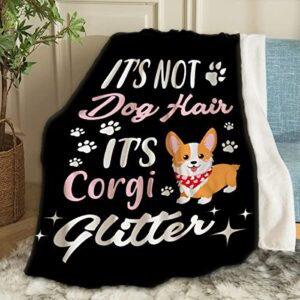 ARTBLANKET It's Not Dog Hair It's Corgi Glitter Throw Blanket Fannel Fleece Super Soft Funny Blanket Travel Throw Blanket for Bed Couch Sofa 40 x 30 Inch for Baby