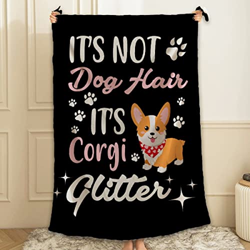 ARTBLANKET It's Not Dog Hair It's Corgi Glitter Throw Blanket Fannel Fleece Super Soft Funny Blanket Travel Throw Blanket for Bed Couch Sofa 40 x 30 Inch for Baby