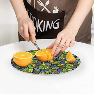 Colorful Dice Cutting Board Tempered Glass Chopping Board for Kitchen Hotel