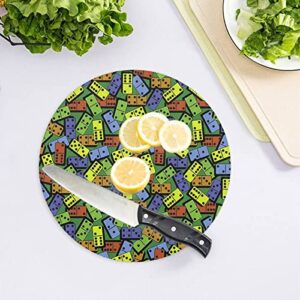 Colorful Dice Cutting Board Tempered Glass Chopping Board for Kitchen Hotel