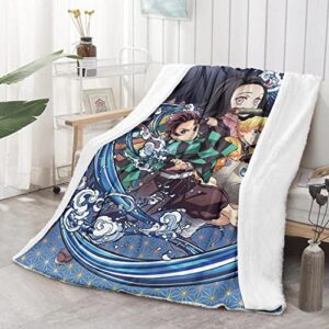 anime blanket,comfortable sherpa fleece throw blanket,ultra soft flannel blankets,double layer fabric warm blankets for bedding sofa travel 60″x50″