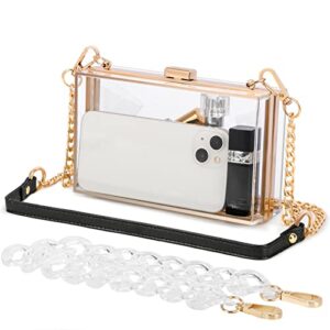 hulisen clear clutch purses for women, stadium approved acrylic clear bag gold