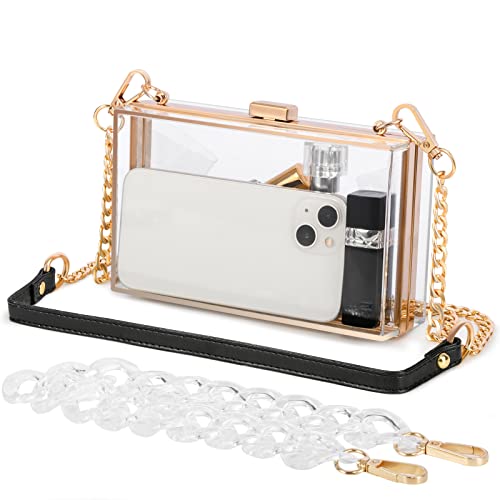 HULISEN Clear Clutch Purses for Women, Stadium Approved Acrylic Clear Bag Gold