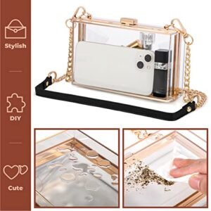 HULISEN Clear Clutch Purses for Women, Stadium Approved Acrylic Clear Bag Gold