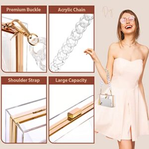 HULISEN Clear Clutch Purses for Women, Stadium Approved Acrylic Clear Bag Gold