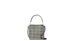 kate spade new york darcy bucket bag tote small (houndstooth black multi)