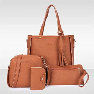 Cafuvv Fashion Upgrade Handbags Wallet Tote Bag Shoulder Bag Top Handle Satchel Purse Set 4Pcs LP6