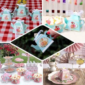 Efavormart 25 Pack | 4" Mini Teapot Favor Boxes Light Ivory Tea Time Gift Box with Ribbon