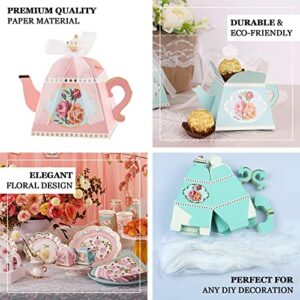 Efavormart 25 Pack | 4" Mini Teapot Favor Boxes Light Ivory Tea Time Gift Box with Ribbon