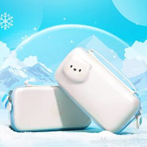 GeekShare Cute Carry Case Compatible with Nintendo Switch/Switch OLED - Portable Hardshell Slim Travel Carrying Case fit Switch Console & Game Accessories -- White Bear