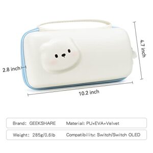 GeekShare Cute Carry Case Compatible with Nintendo Switch/Switch OLED - Portable Hardshell Slim Travel Carrying Case fit Switch Console & Game Accessories -- White Bear