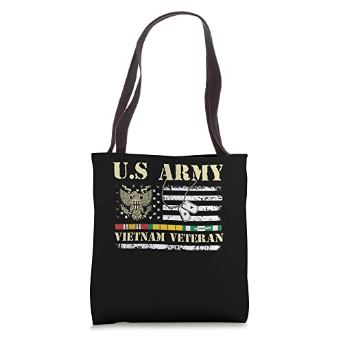 US Army Vietnam Veteran USA Flag Shirt, Veteran Vietnam Army Tote Bag