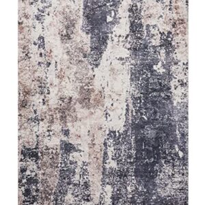 Area Rug Living Room Rugs: 5x7 Large Soft Indoor Carpet Modern Abstract Decor Rug with Non Slip Rubber Backing for Under Dining Table Nursery Home Office Bedroom Gray Brown